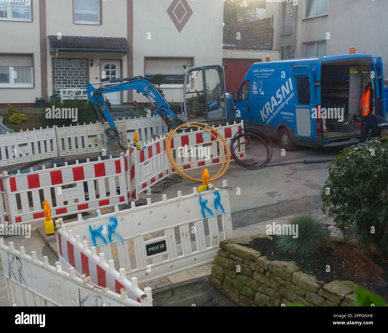 Civil engineering work for the laying of supply lines Stock Photo - Alamy