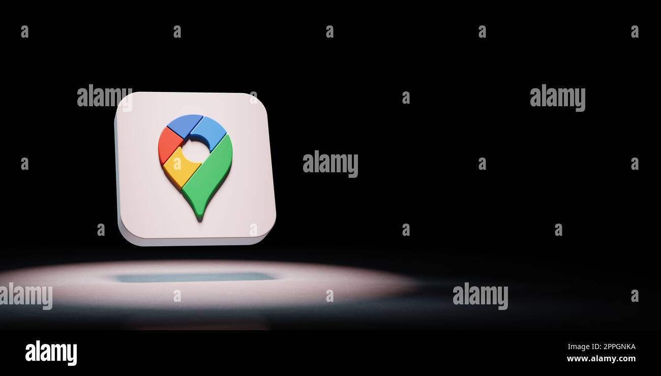 Google Maps App Icon 3D Symbol Shape Spotlighted on Black Background ... Google Maps App Icon 3D Symbol Shape Spotlighted on Black Background ...