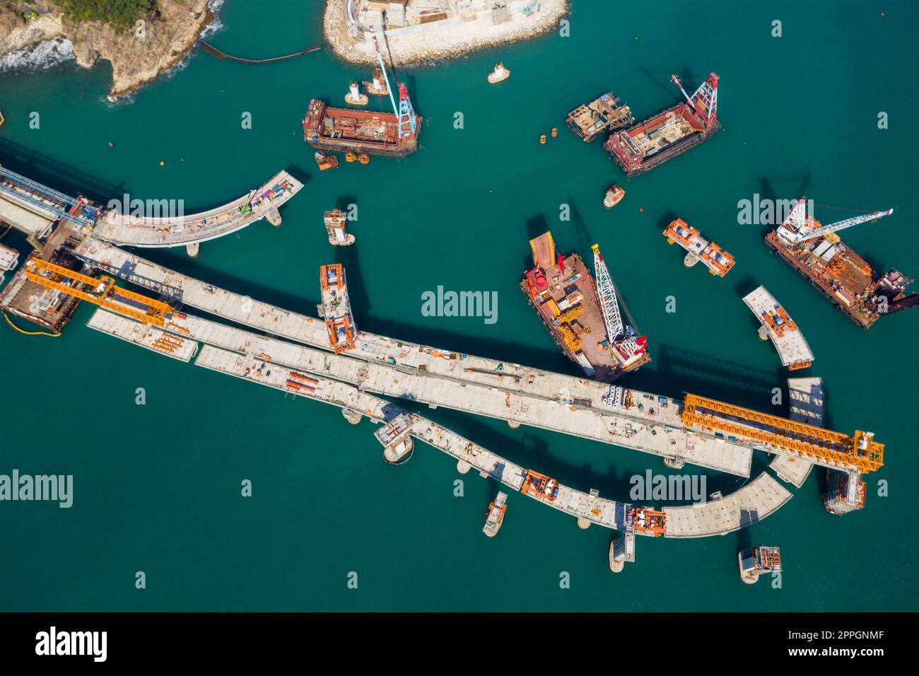 Tseung Kwan O, Hong Kong 21 December 2020: Cross harbor bridge under ...