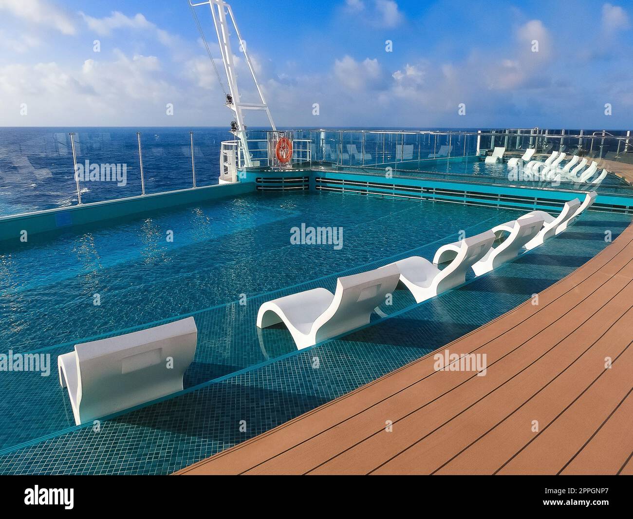 Miami, USA - May 4, 2022: The quiet adult swimming pool area at new ...