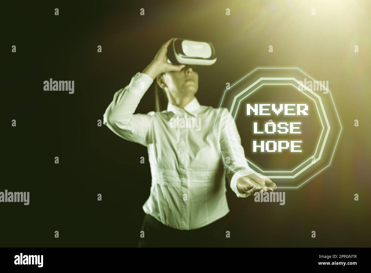 Text caption presenting Never Lose Hope. Word Written on Be positive ...