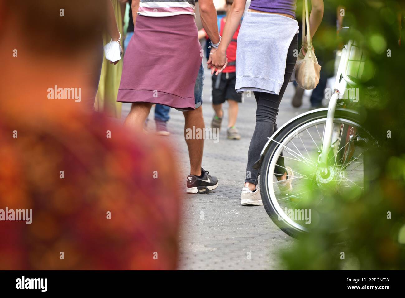 Street scene with many people walking Stock Photo - Alamy