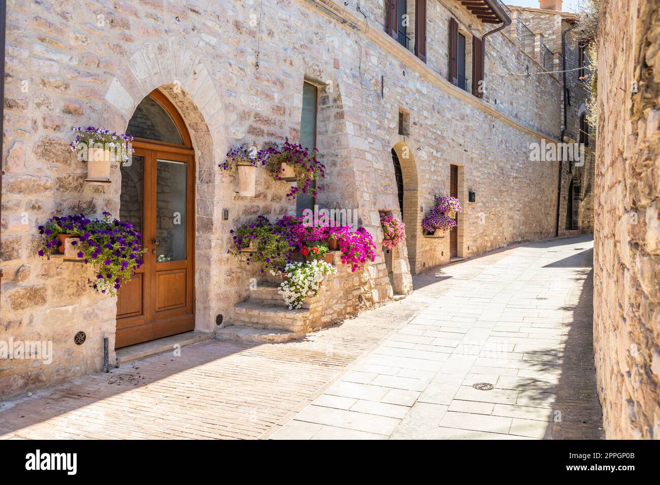Assisi village in Umbria region, Italy. The town is famous for the most ...