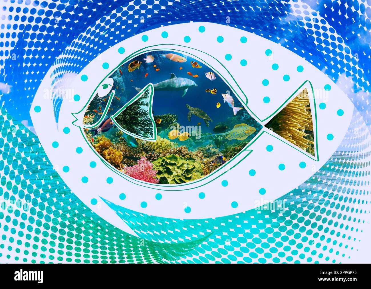 Fish and Colorful coral reef with many fishes and sea turtle. Save ...