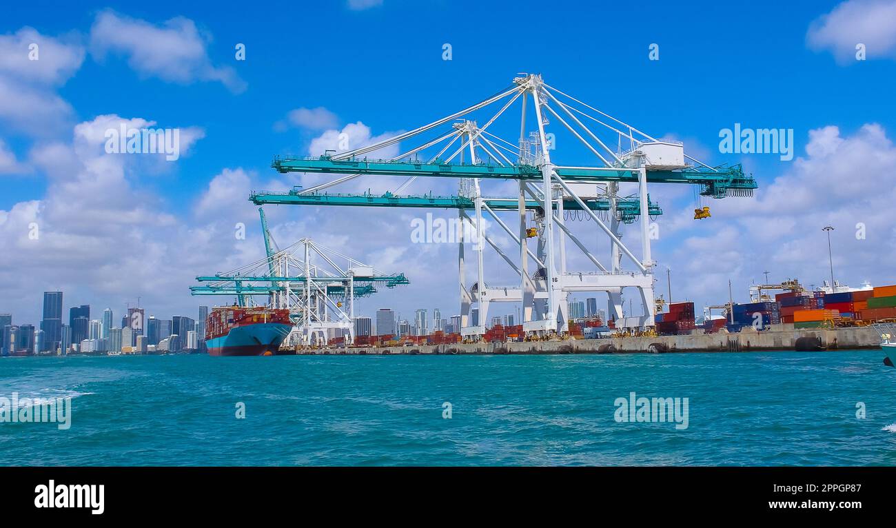 Many containers at Port Miami, one of the largest cargo port Stock ...