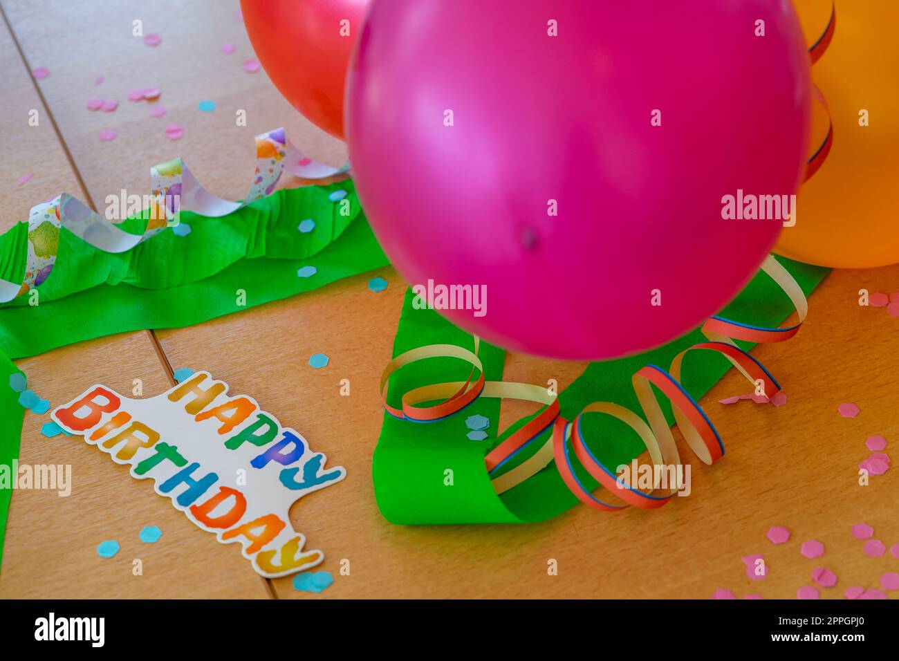 happy birthday party balloons card Stock Photo - Alamy