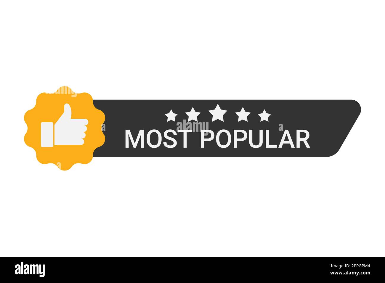 Most popular label with five stars and thumbs up Stock Vector Image ...