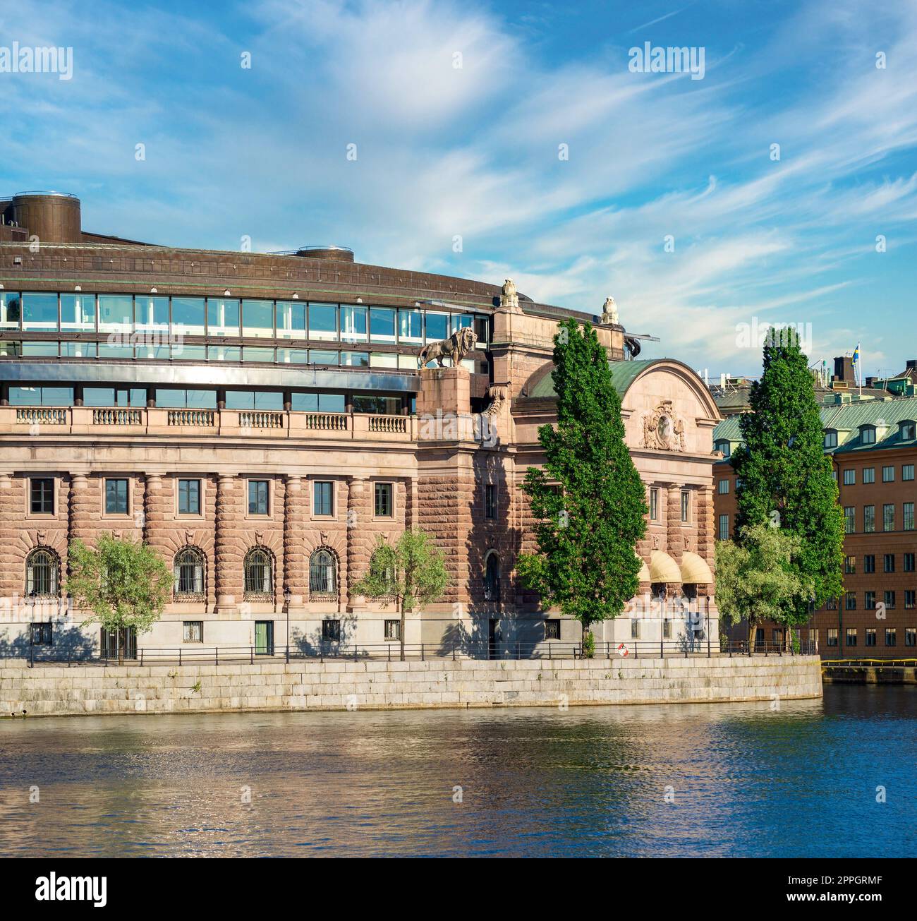 Riksdagshuset, the Swedish Parliament House, located on the island of Helgeandsholmen, Gamla ...