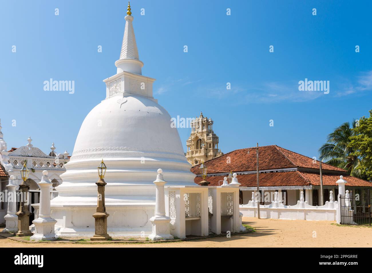 Stupa of the Buddhist monastery Sunandarama Maha Vihara in Ambalangoda ...