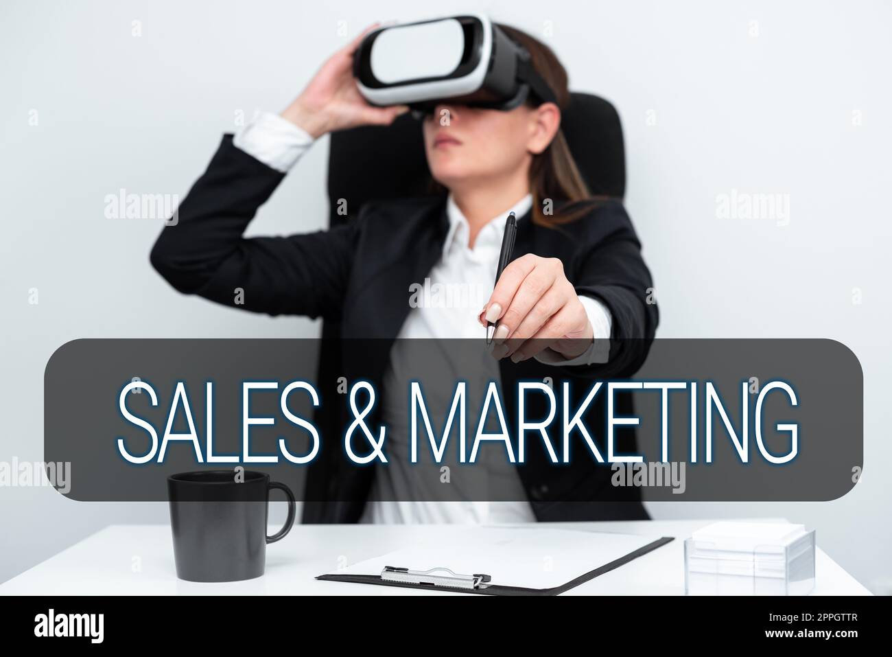 Text caption presenting Sales and MarketingSelling Systematic planning ...