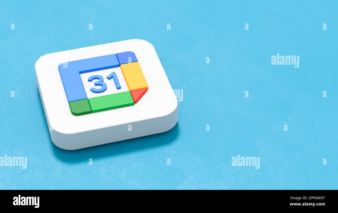 Google Calendar Icon on Blue Background with Copy Space Stock Photo - Alamy
