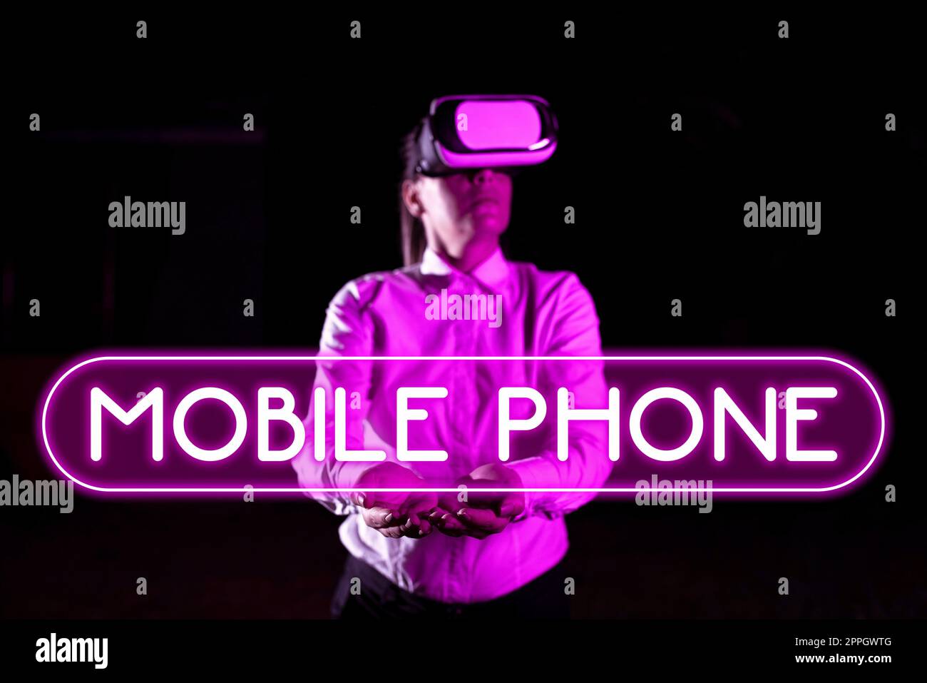 Writing Displaying Text Mobile Phone Word Written On A Handheld Device