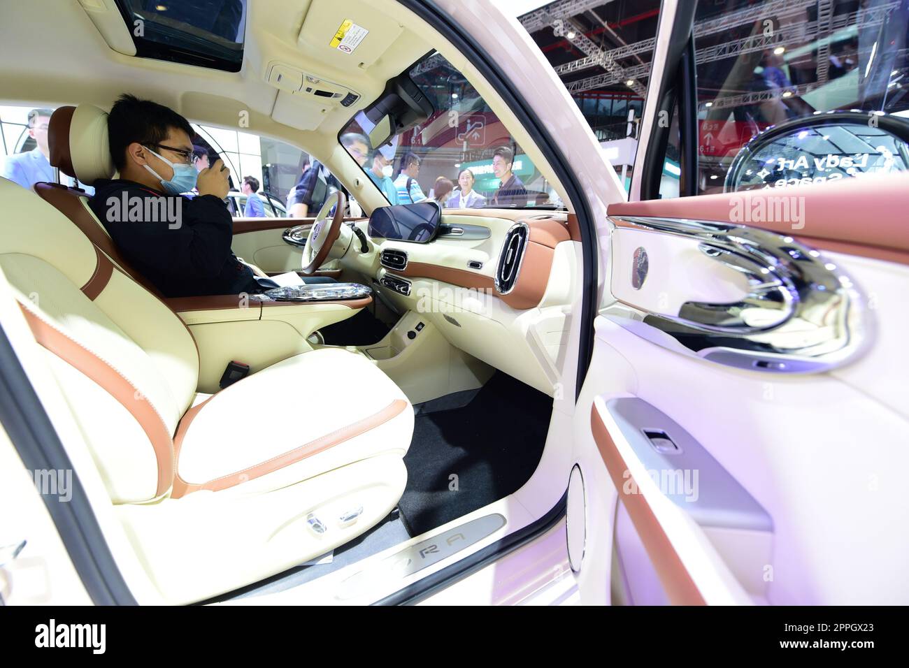 SHANGHAI, CHINA - APRIL 21, 2023 - A ballet cat car is displayed at the ...