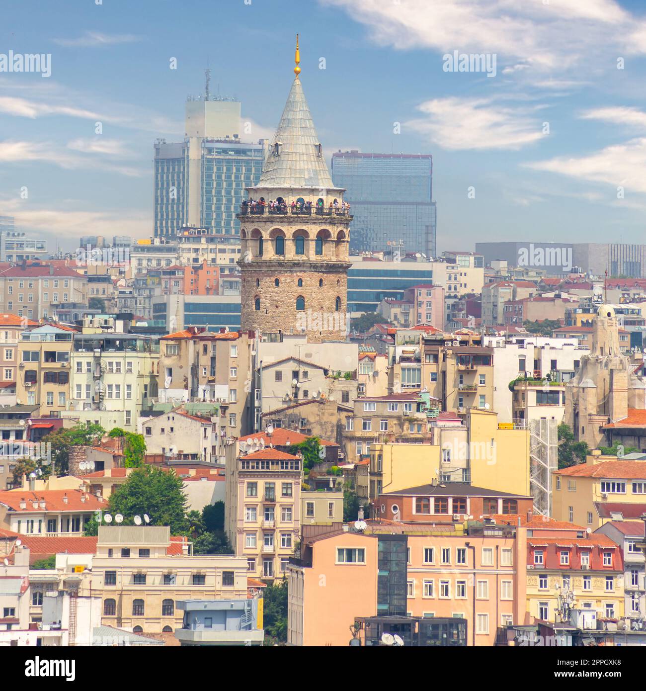 Istanbul city view of Golden Horn buildings, from the sea with Galata ...