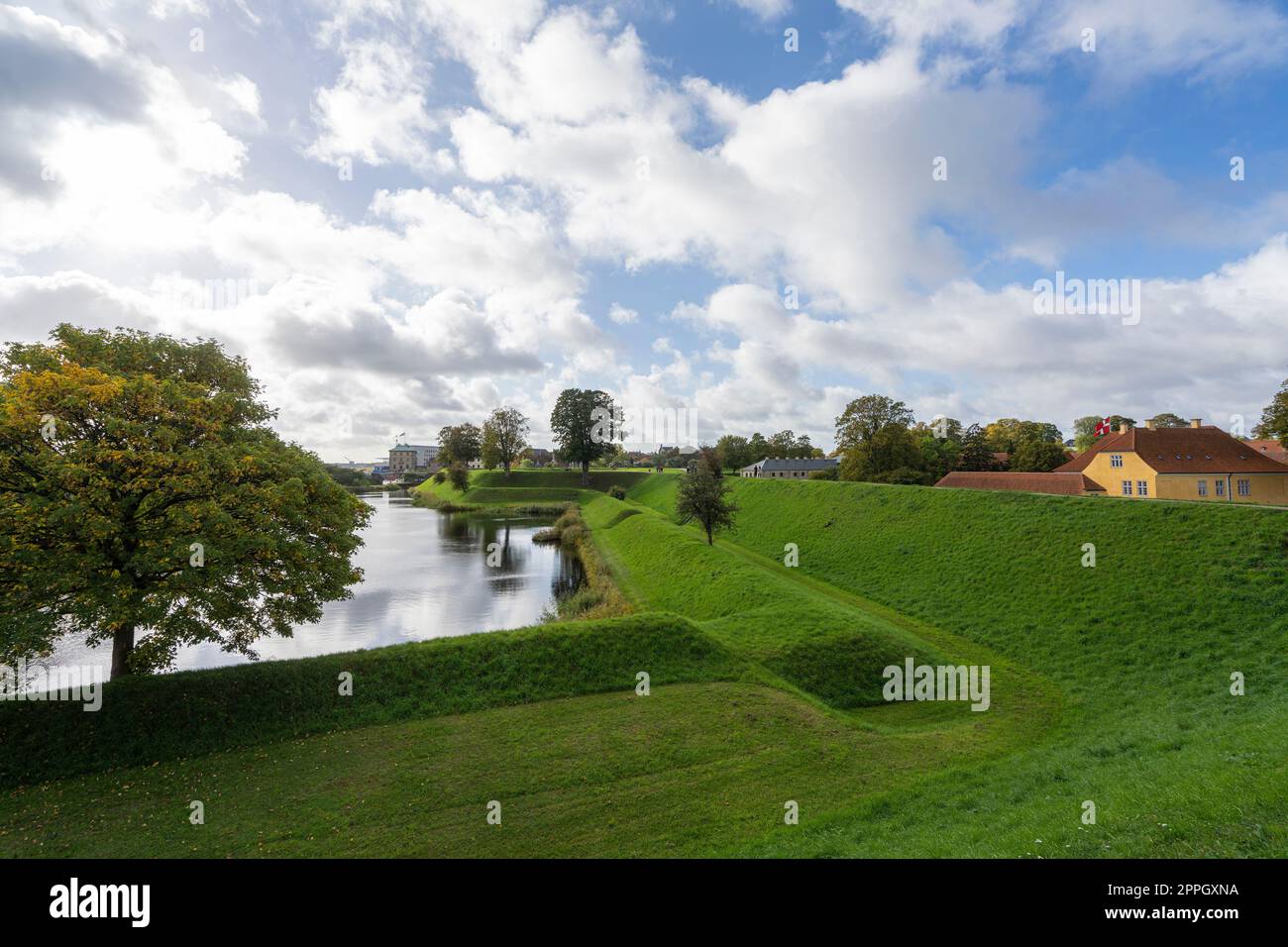 The moat around the Kastellet fortress in Copenhagen, Denmark Stock ...