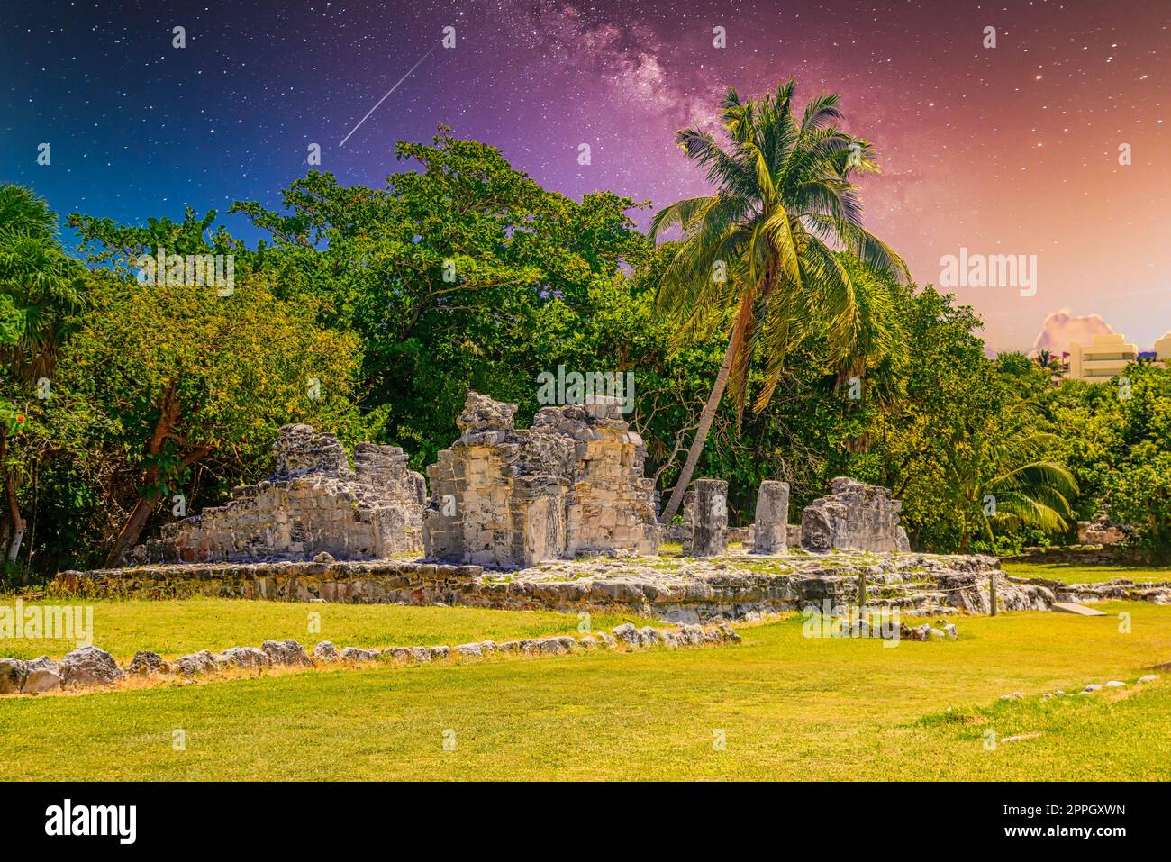 Ancient ruins of Maya in El Rey Archaeological Zone near Cancun ...