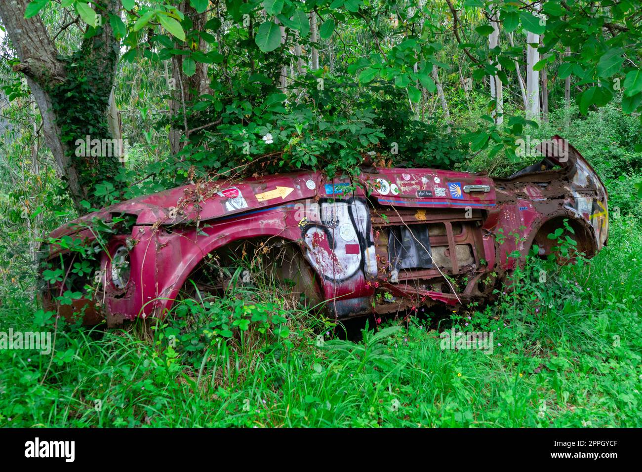 06.08.2022 Basque Country, Spain: An old rusty damaged LADA NIVA car ...
