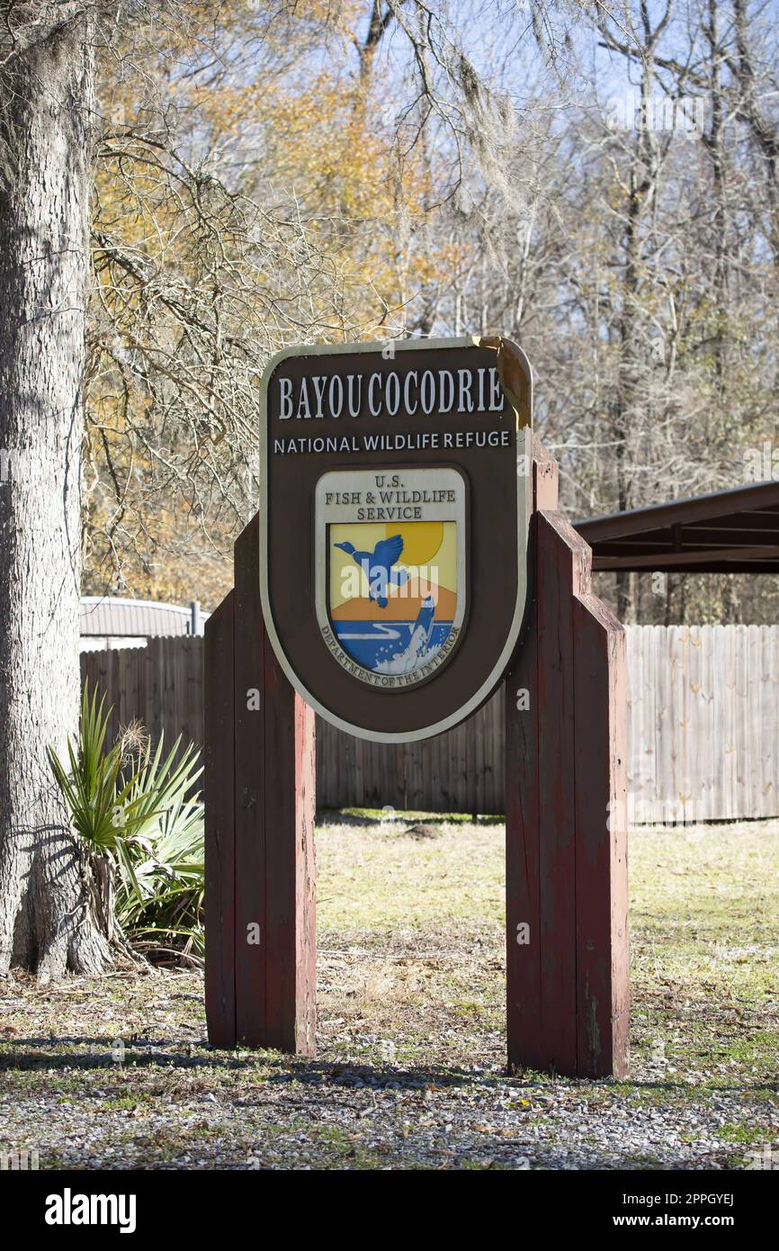 Bayou Cocodrie National Wildlife Refuge Entry Sign Stock Photo - Alamy