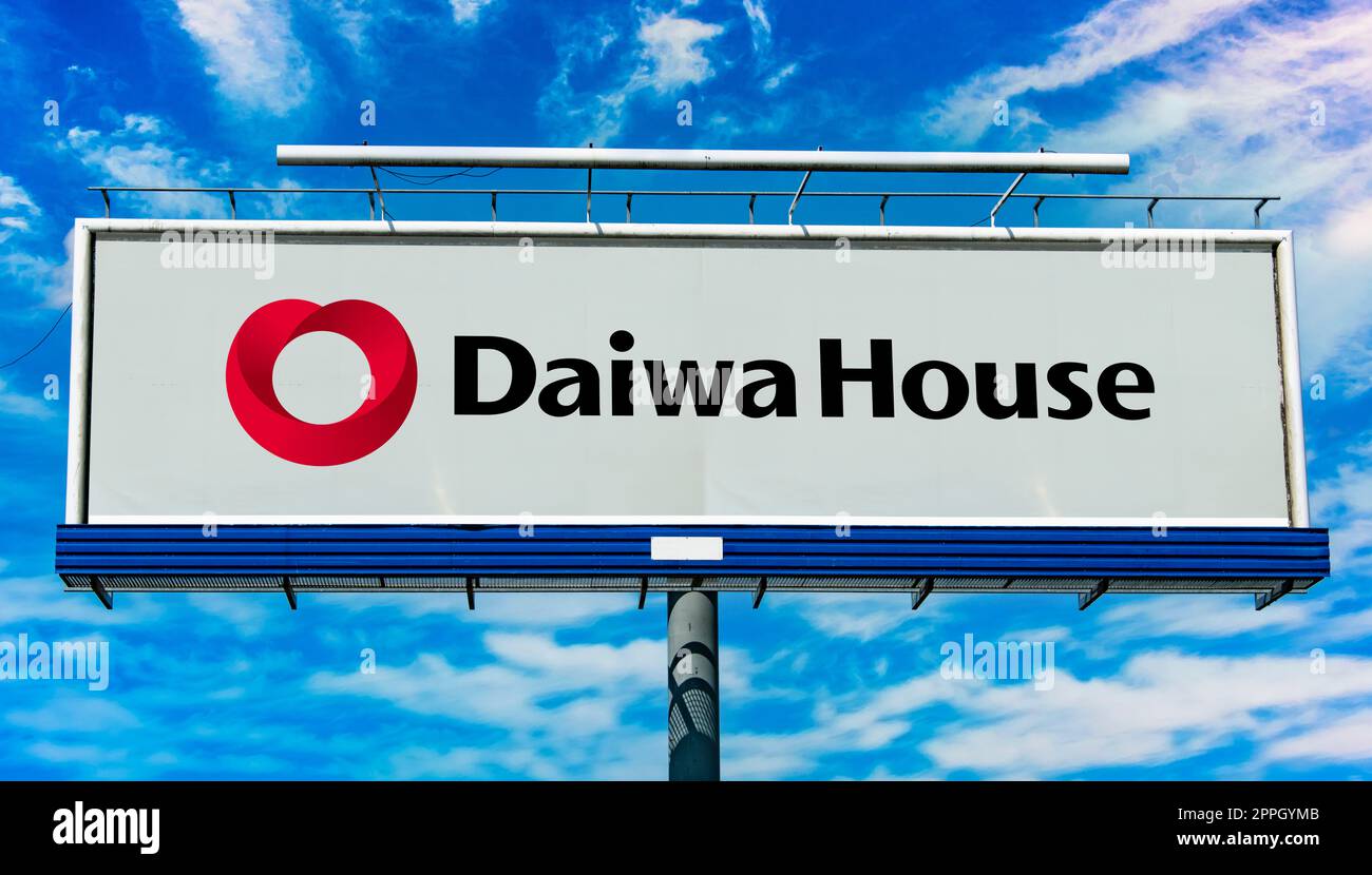 Advertisement billboard displaying logo of Daiwa House Stock Photo - Alamy