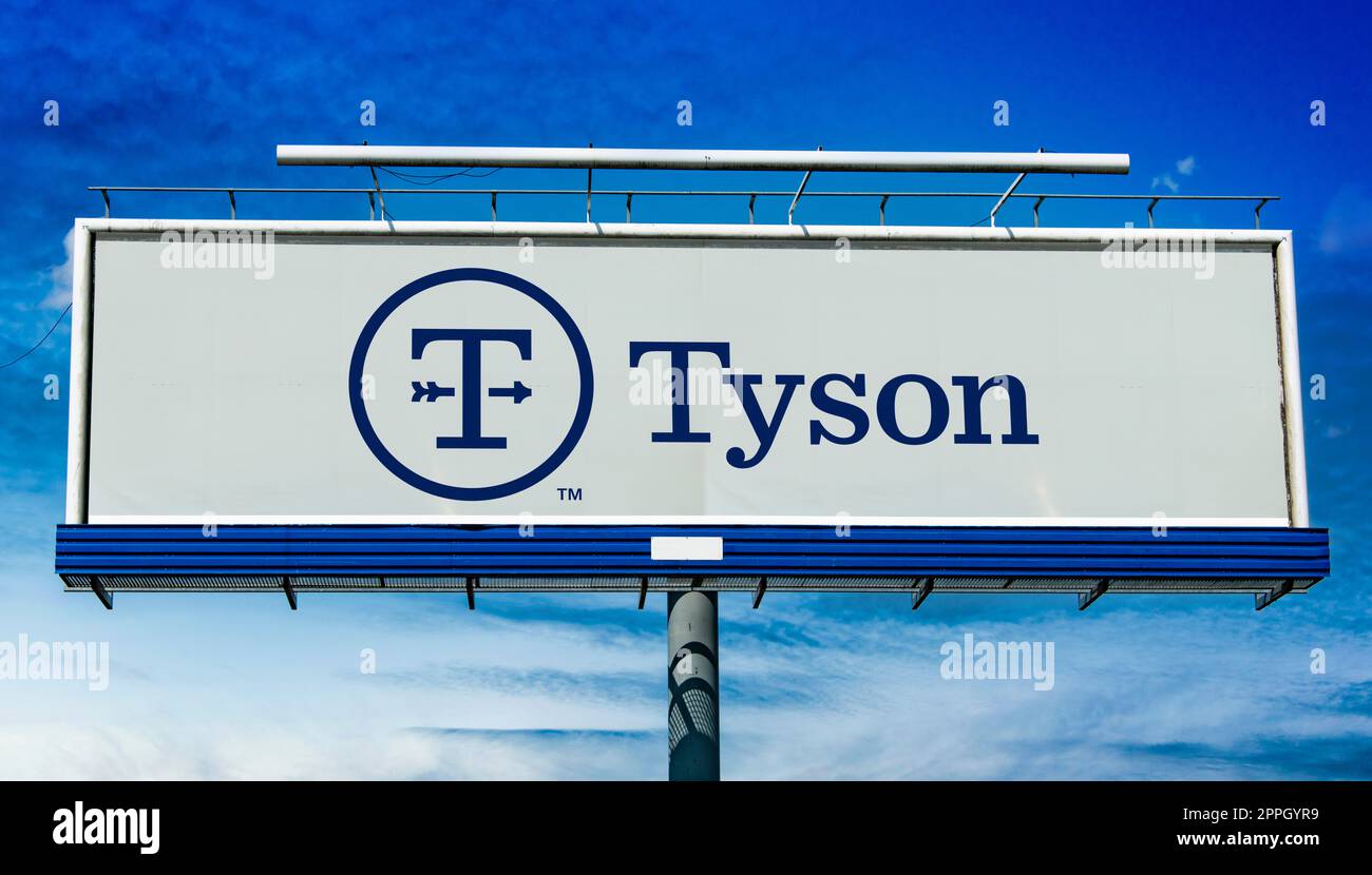 Advertisement billboard displaying logo of Tyson Foods Stock Photo - Alamy