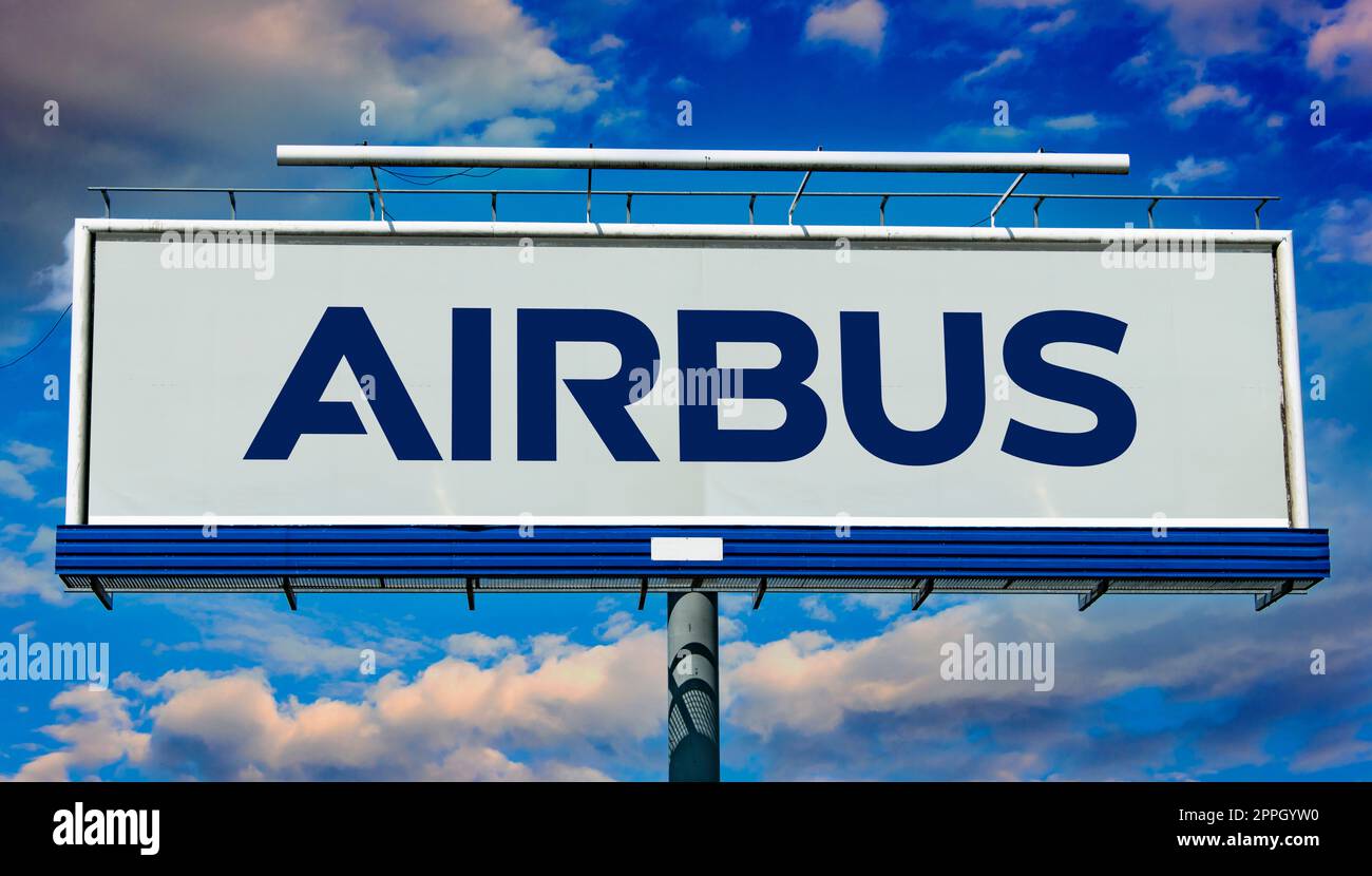 Advertisement billboard displaying logo of Airbus Stock Photo - Alamy