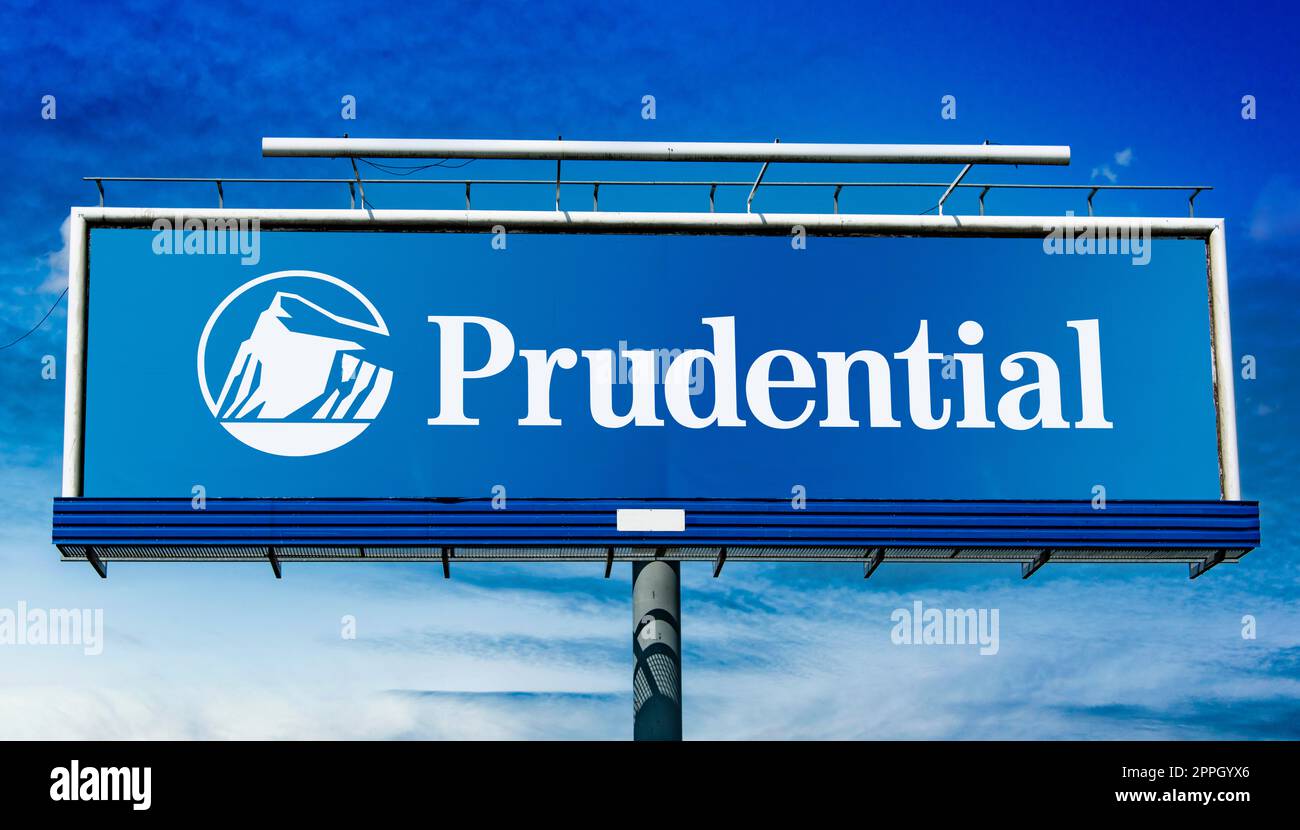 Advertisement billboard displaying logo of Prudential Financial Stock ...