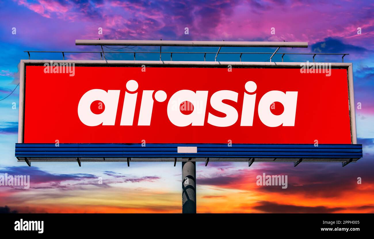 Advertisement billboard displaying logo of AirAsia Stock Photo - Alamy