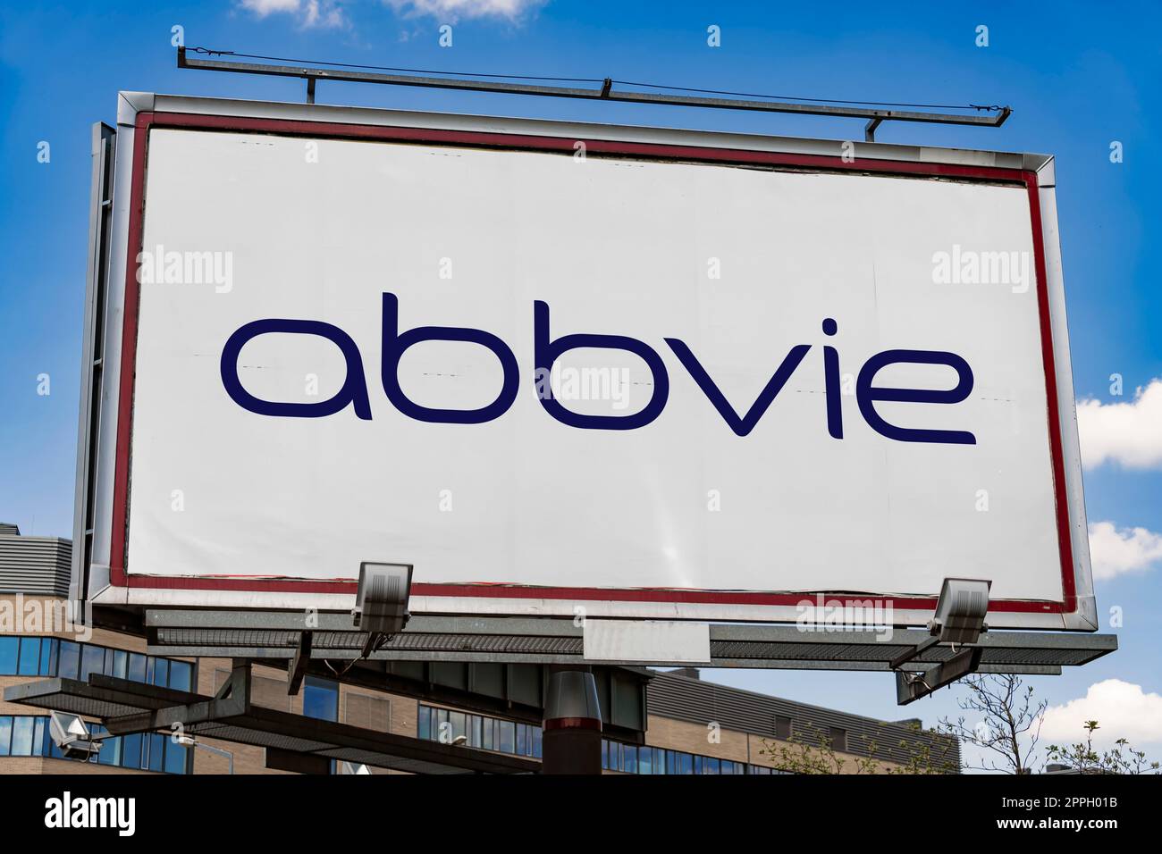 Advertisement billboard displaying logo of AbbVie Stock Photo - Alamy