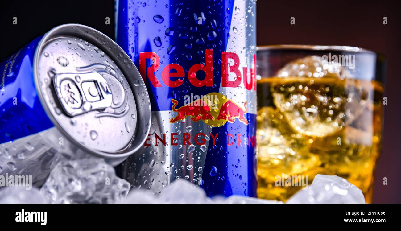 Cans of Red Bull, a popular energy drink Stock Photo - Alamy