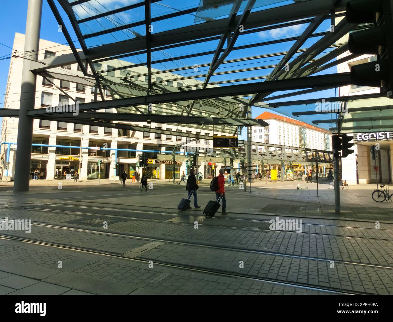 Tram stop on the Postplatz, Dresden, Germany Stock Photo - Alamy