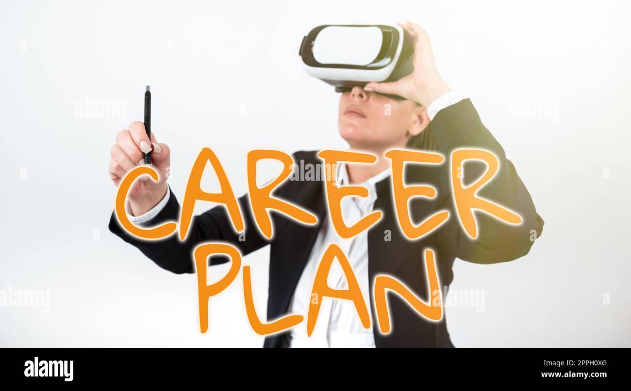 Sign displaying Career Plan. Word Written on ongoing process where you ...