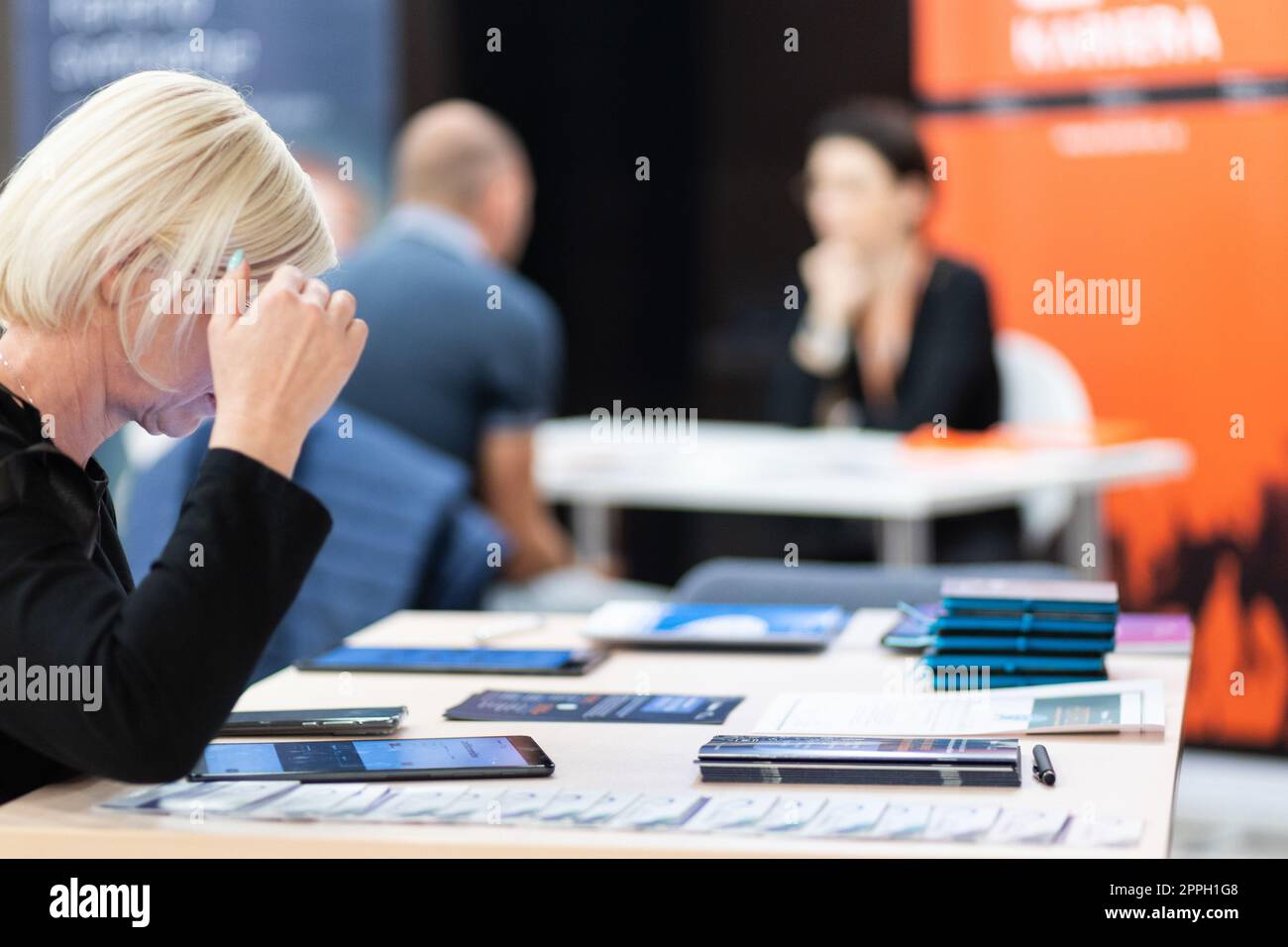 Job interview, employer or recruiter is interviewing and taking the ...