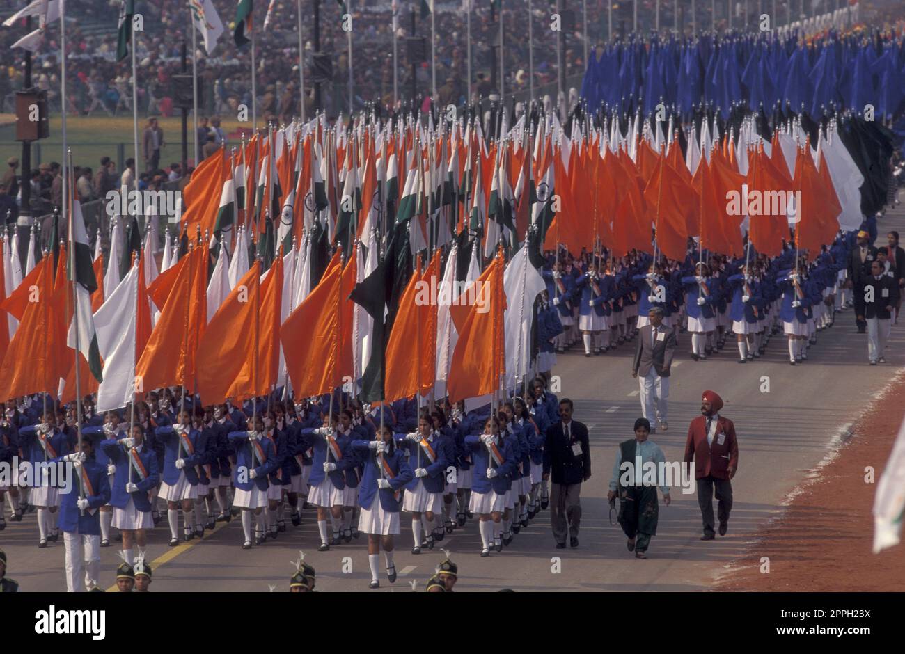 a view with women and a Indian Flag a the Parade at the Republic Day on ...