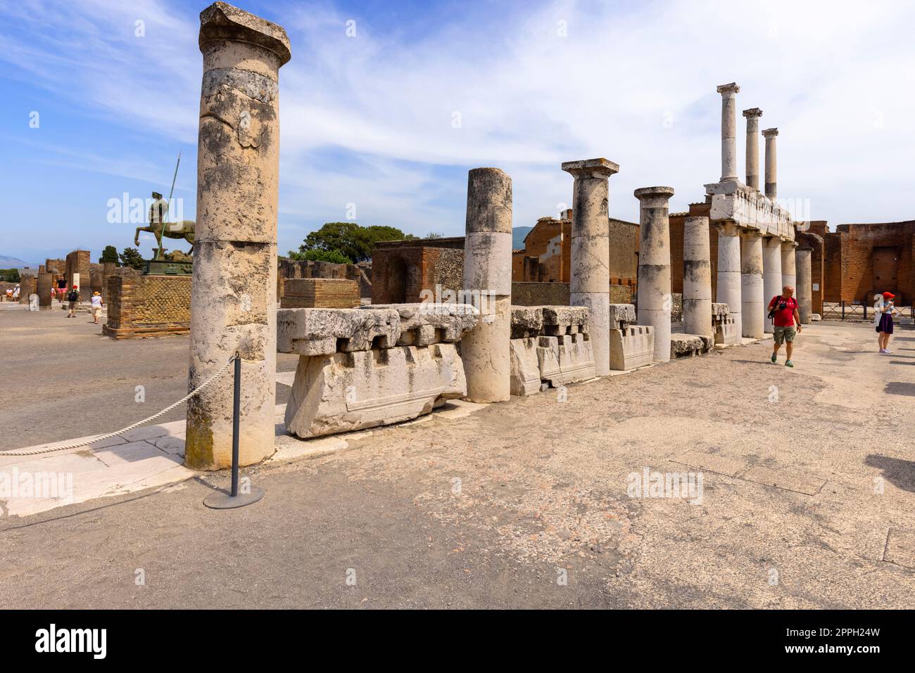 Ruins of an ancient city destroyed by the eruption of the volcano ...
