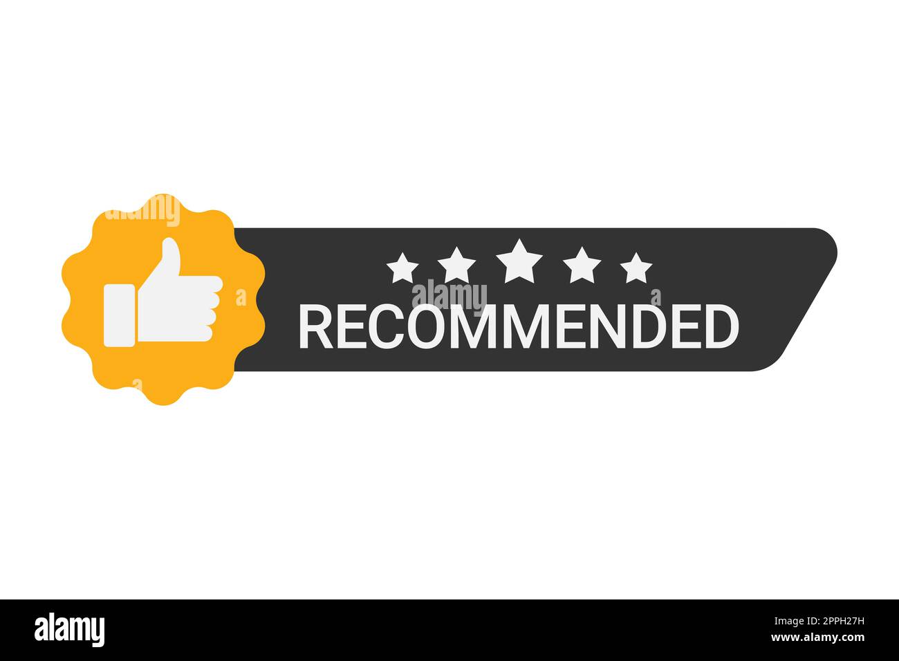 Recommended label with five stars and thumbs up Stock Vector Image ...
