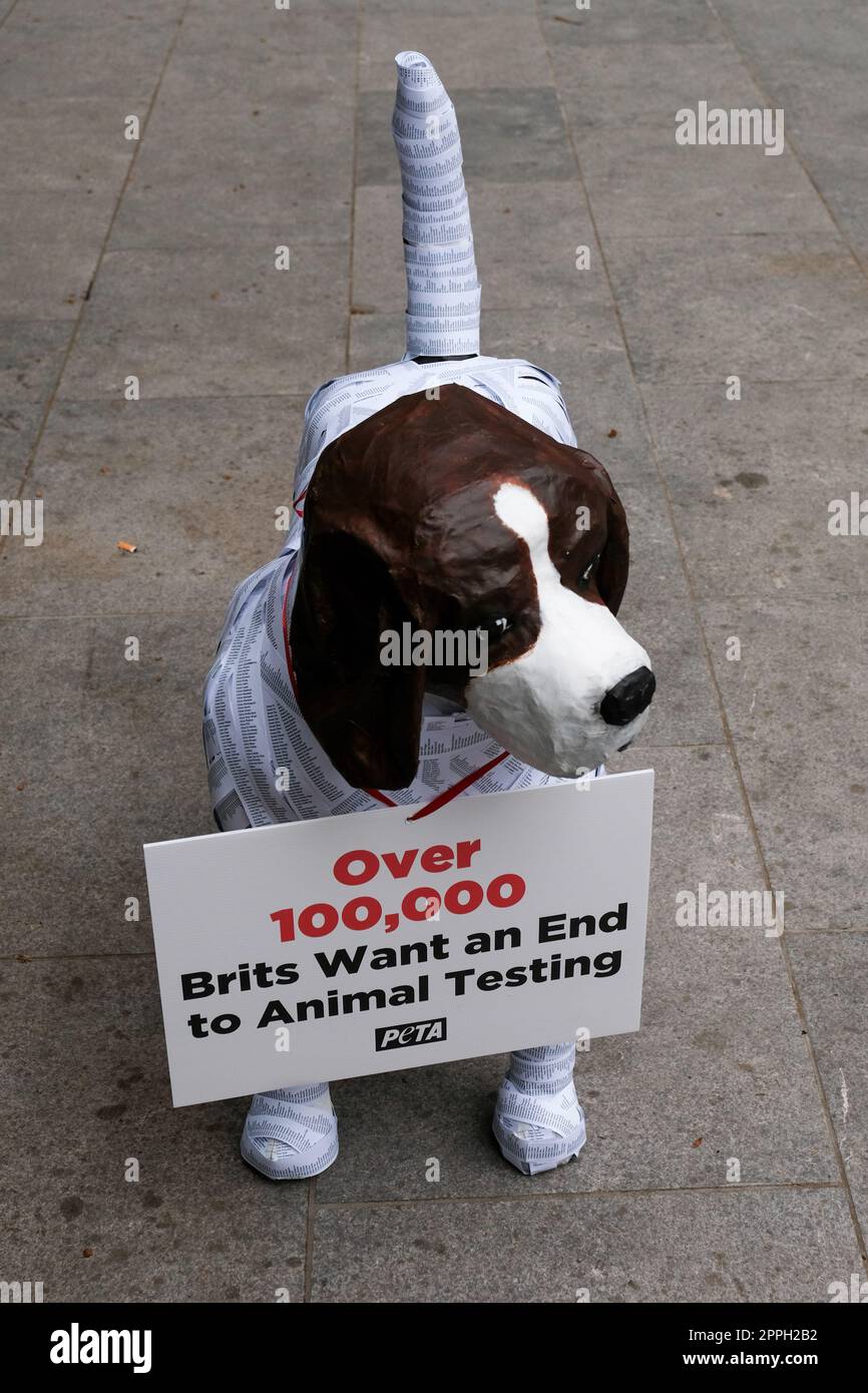 London, UK. 23 APR 2023. PETA action against animal testing, with a ...