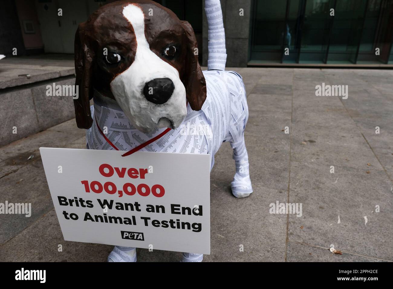London, UK. 23 APR 2023. PETA action against animal testing, with a ...