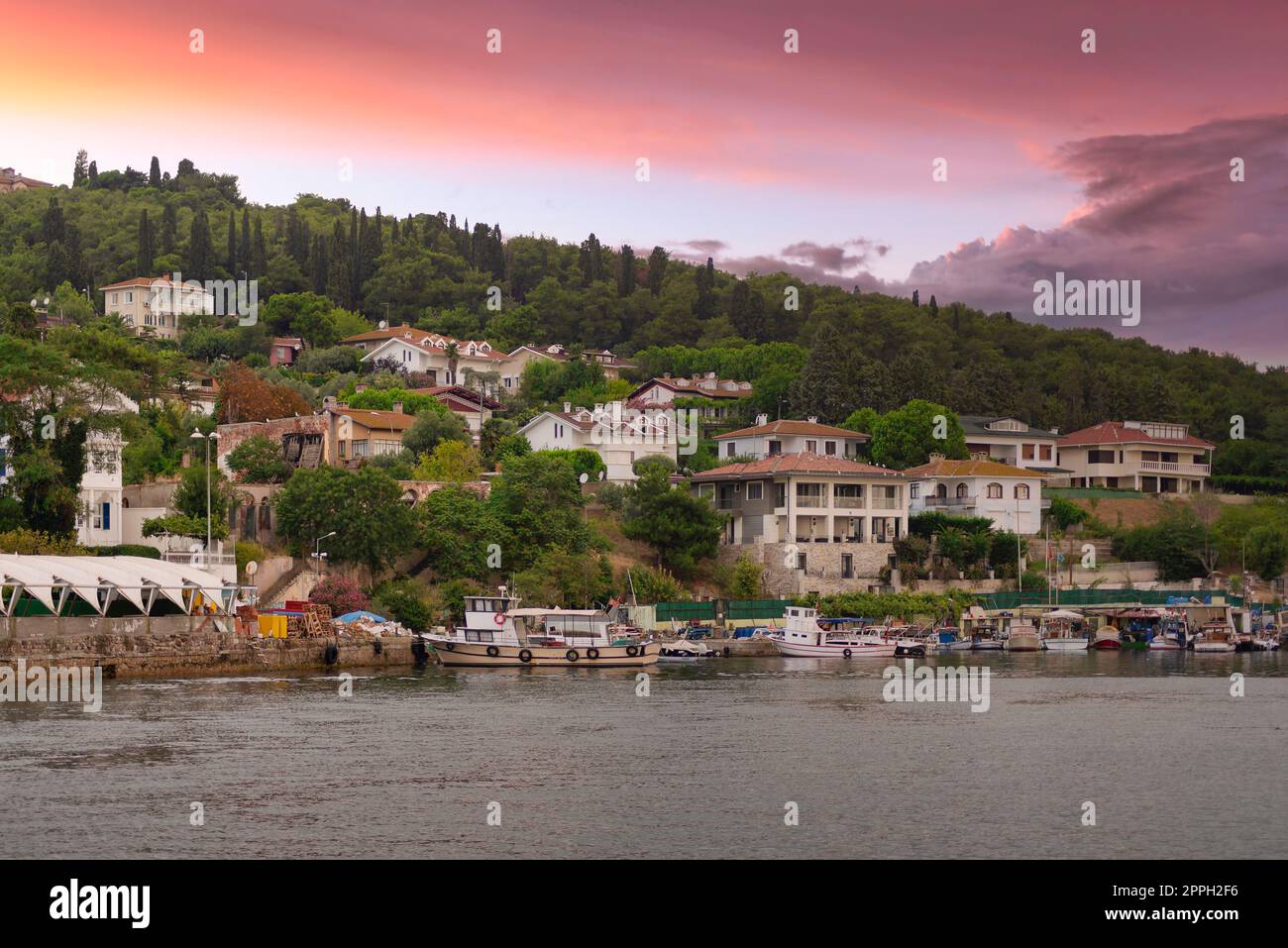 View of the hills of Kinaliada island from Marmara Sea, with ...