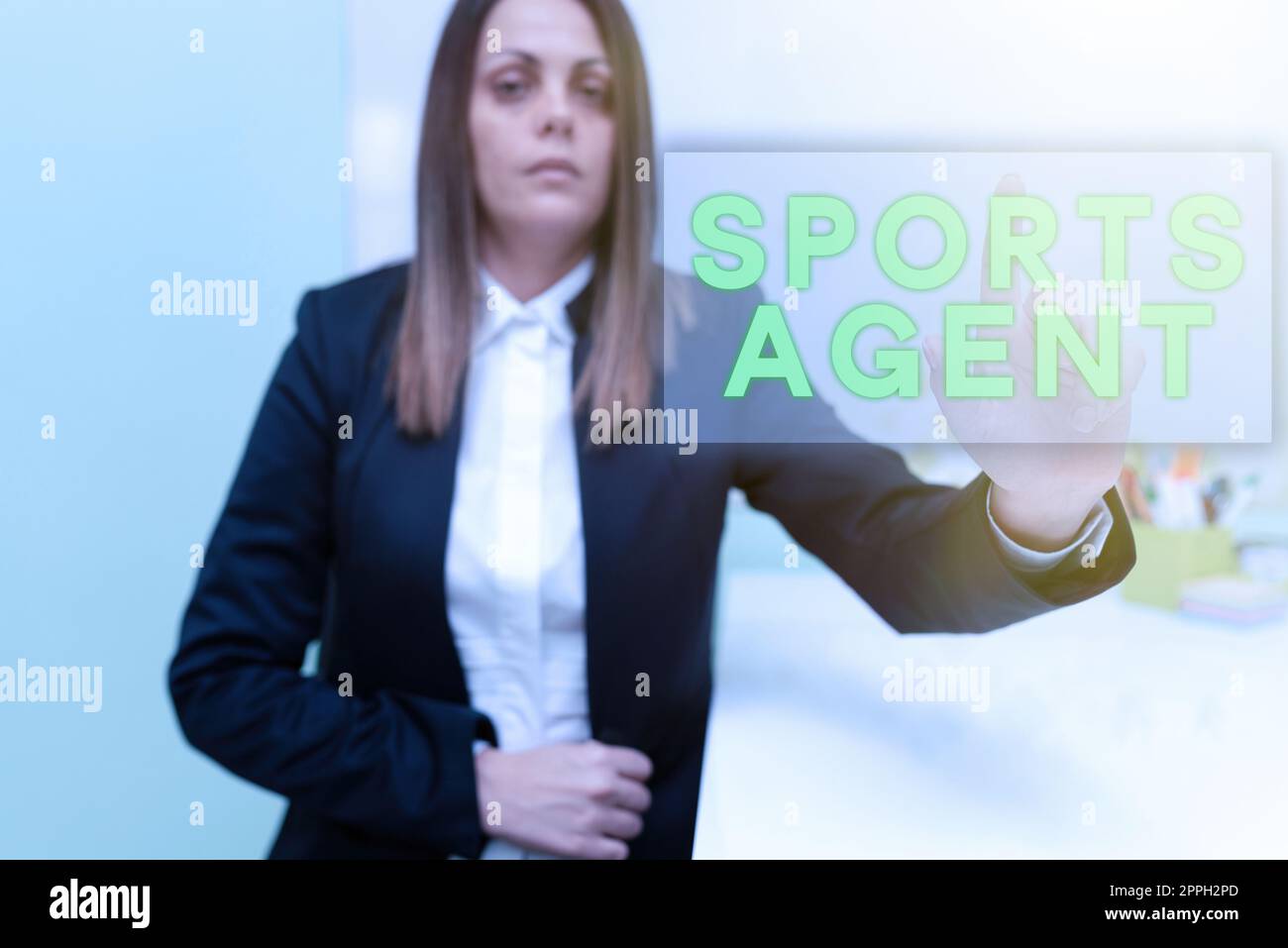 Text showing inspiration Sports Agent. Business overview person manages ...