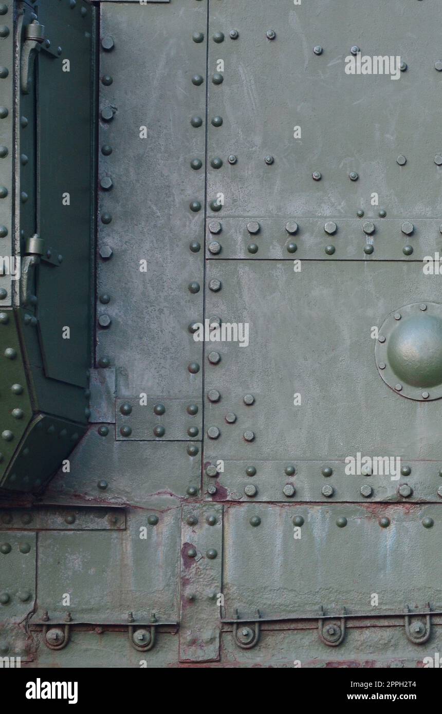 Texture of tank side wall, made of metal and reinforced with a ...