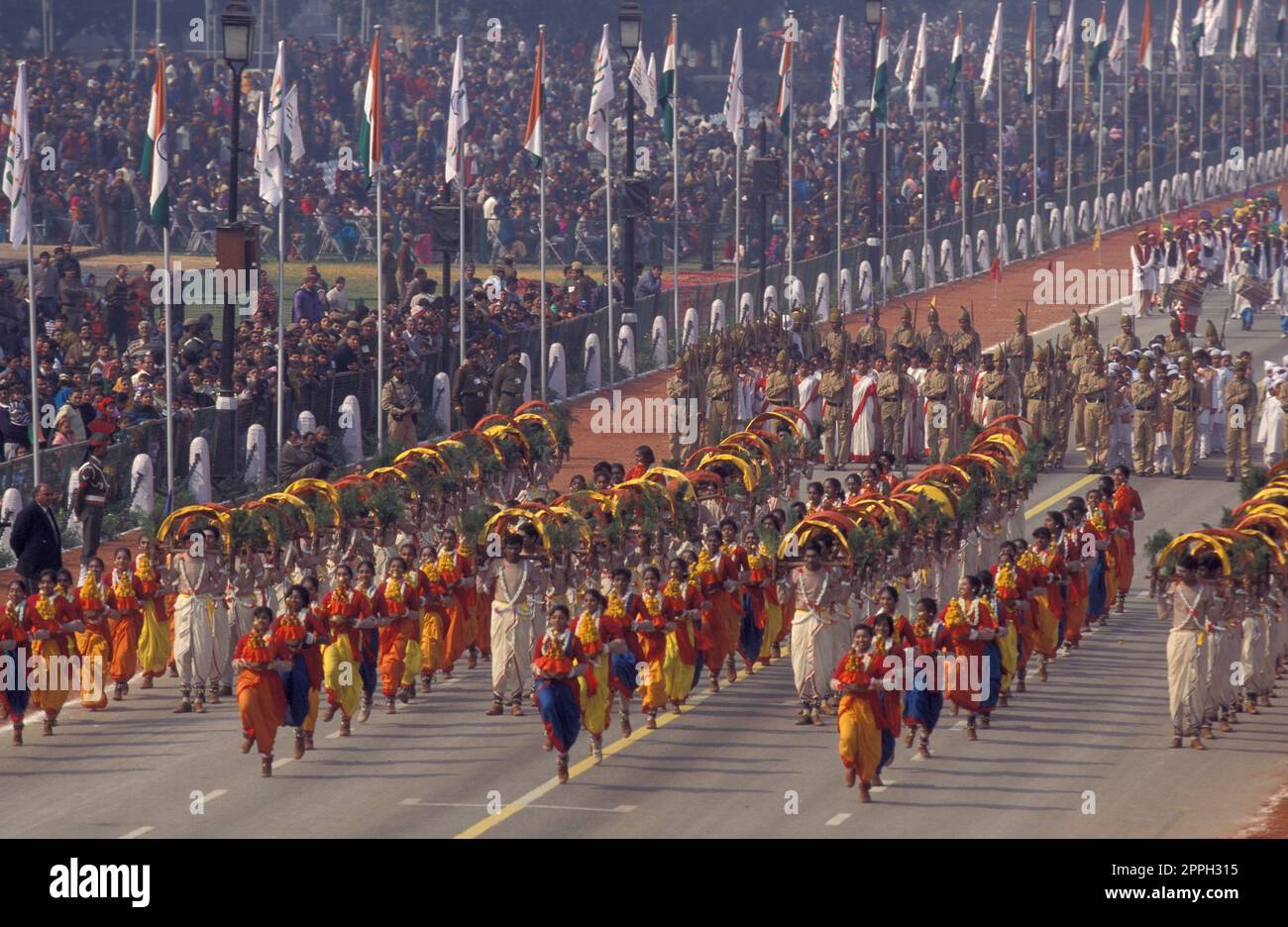 a view with soldiers a the Parade at the Republic Day on January, 26 ...