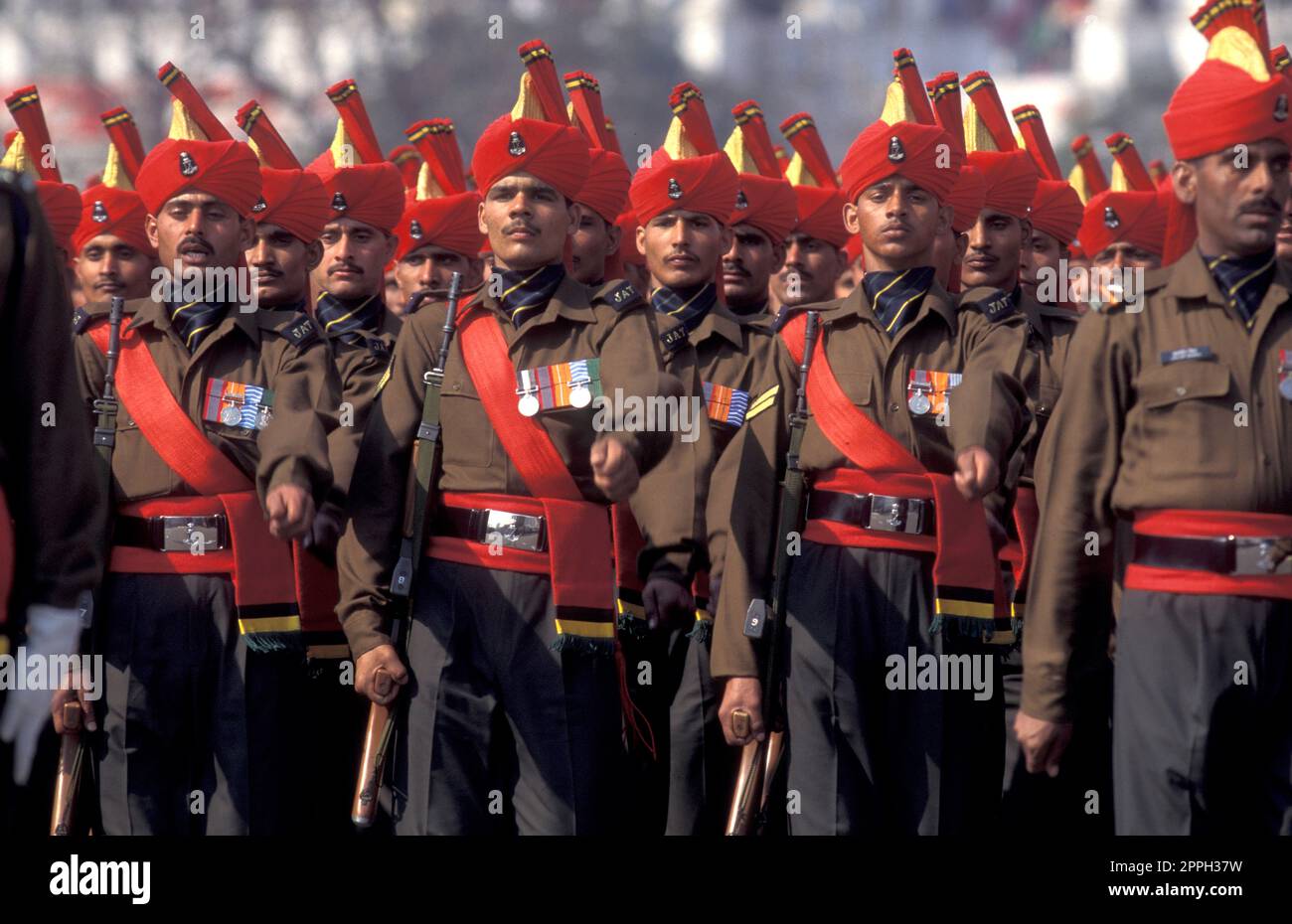 a view with soldiers a the Parade at the Republic Day on January, 26 ...