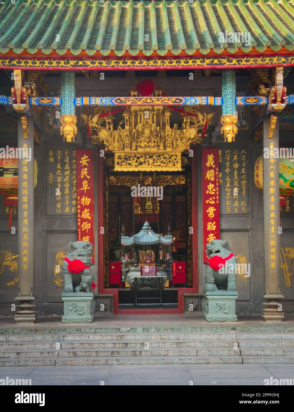 Entrance gate of a chinese buddhist temple in Saigon, Vietnam. The door ...