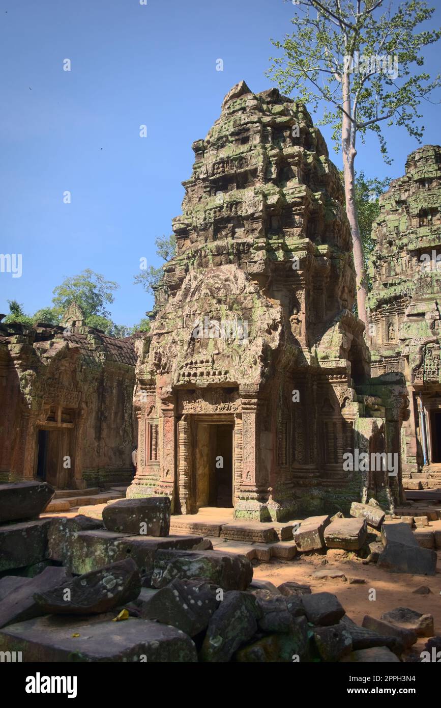 Central tower shrine of Ta Prohm temple, located on the ruins of Angkor ...