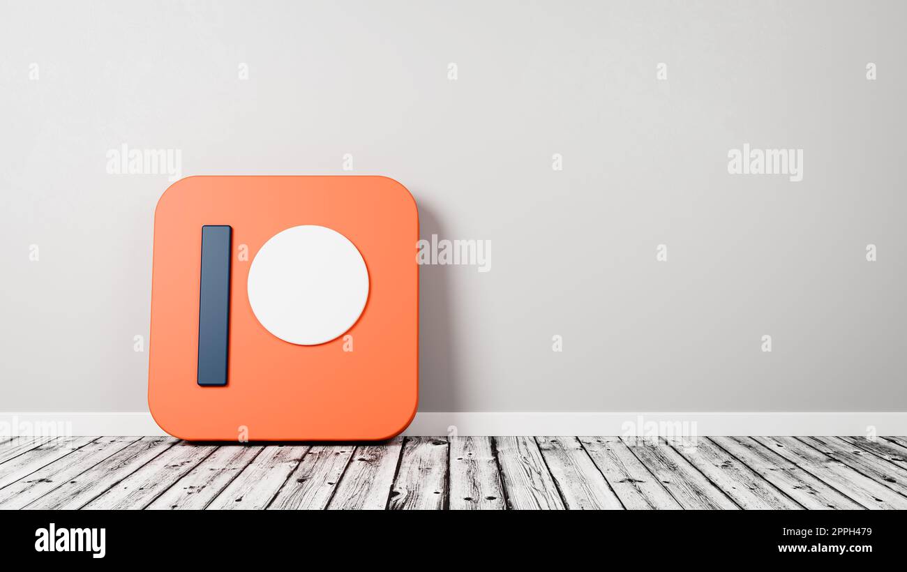 Patreon App Icon on Wooden Floor Against Wall Stock Photo - Alamy