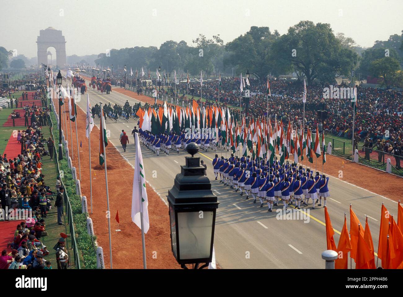 a view with soldiers a the Parade at the Republic Day on January, 26 ...