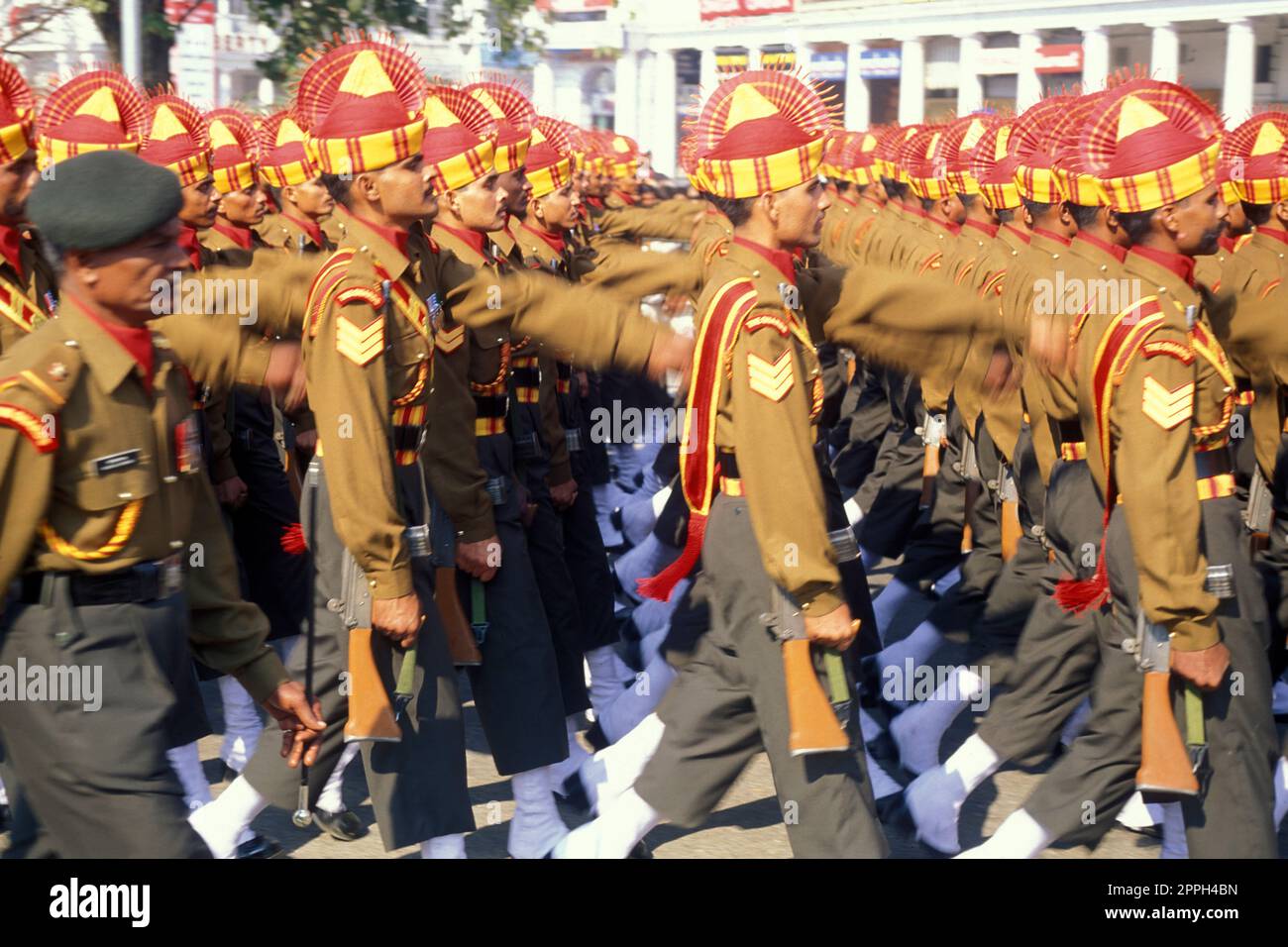a view with soldiers a the Parade at the Republic Day on January, 26 ...