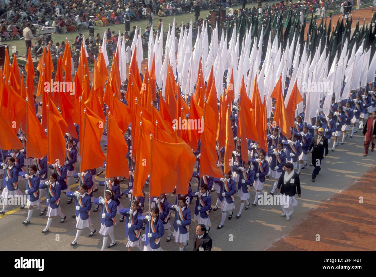 a view with women and a Indian Flag a the Parade at the Republic Day on ...