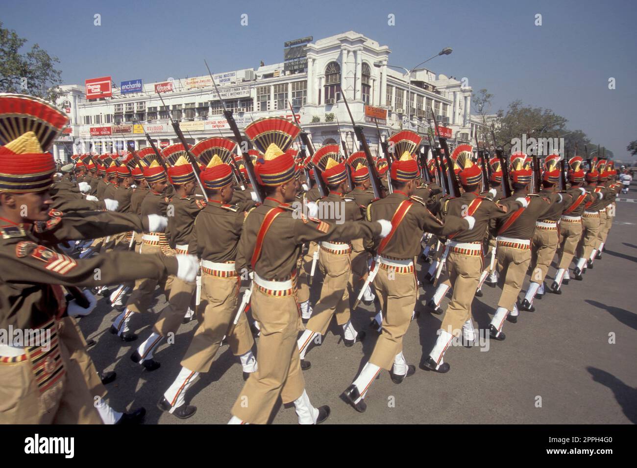 a view with soldiers a the Parade at the Republic Day on January, 26 ...