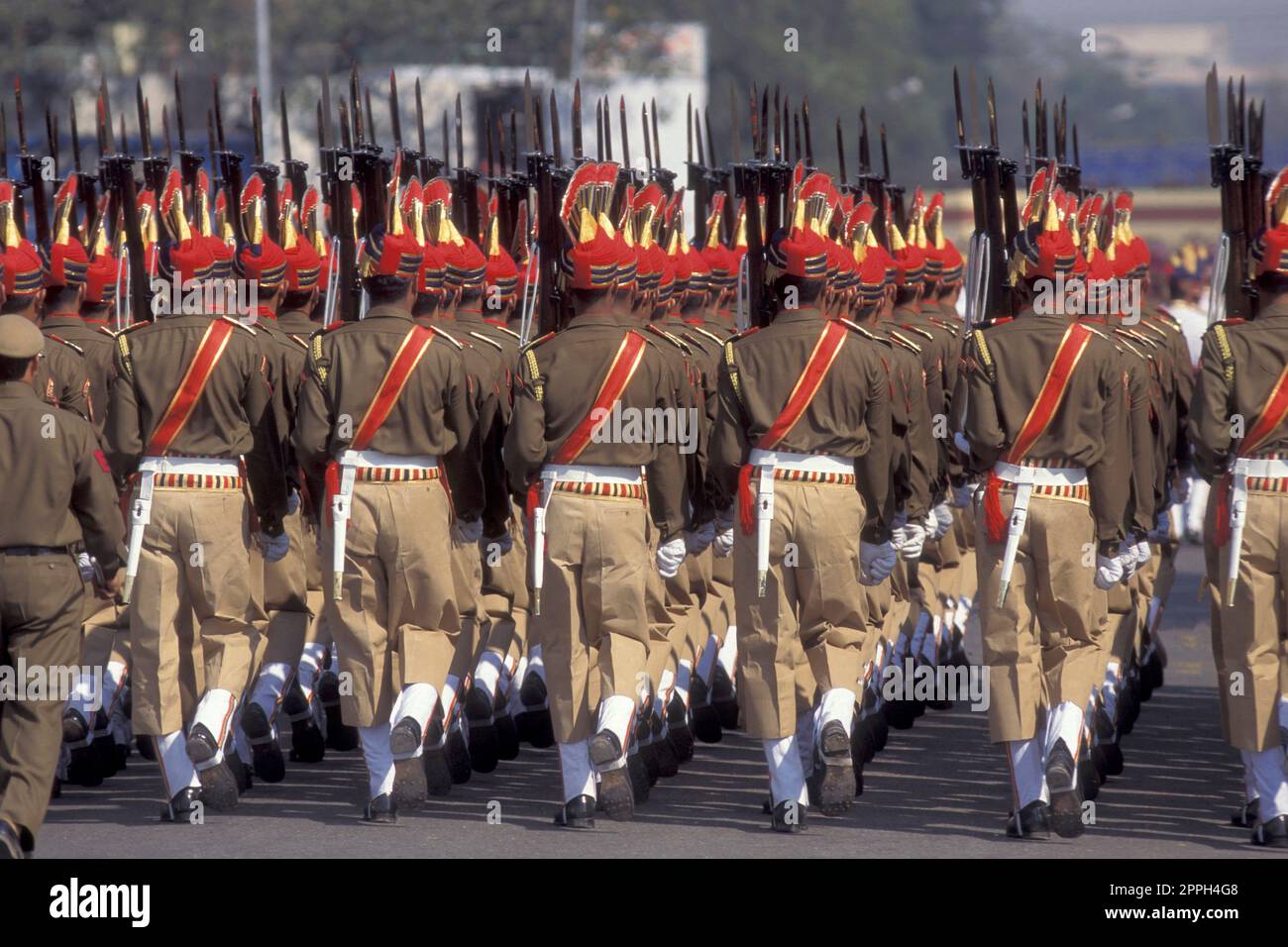 a view with soldiers a the Parade at the Republic Day on January, 26 ...